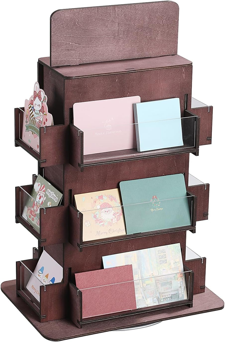 3 Tier Sticker Display Stand for Vendors, 4-Sided Sticker Holder, Wood ...