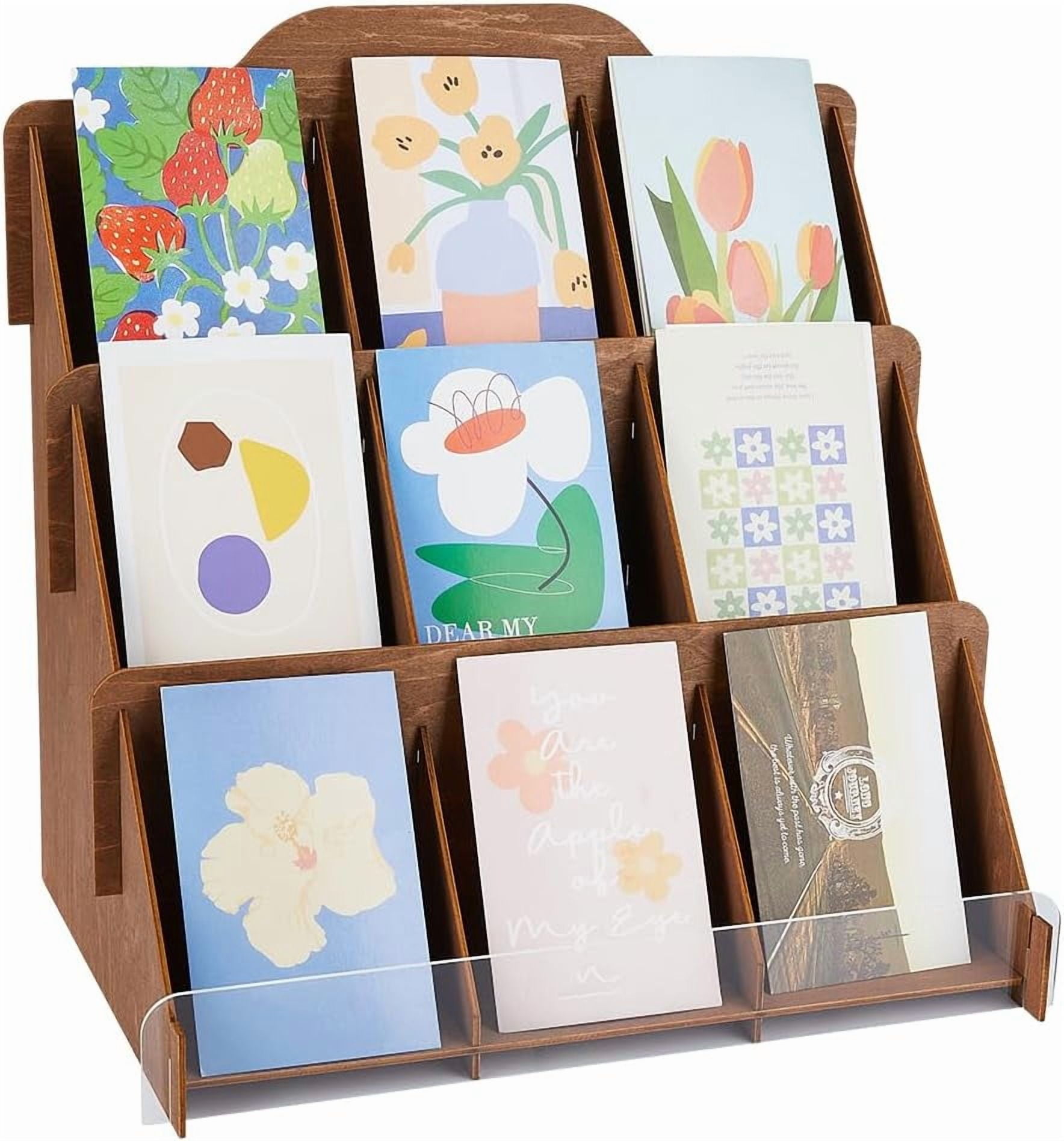 3-Tier Sticker Display Stand Wooden Greeting Card Display Stand Vendors ...
