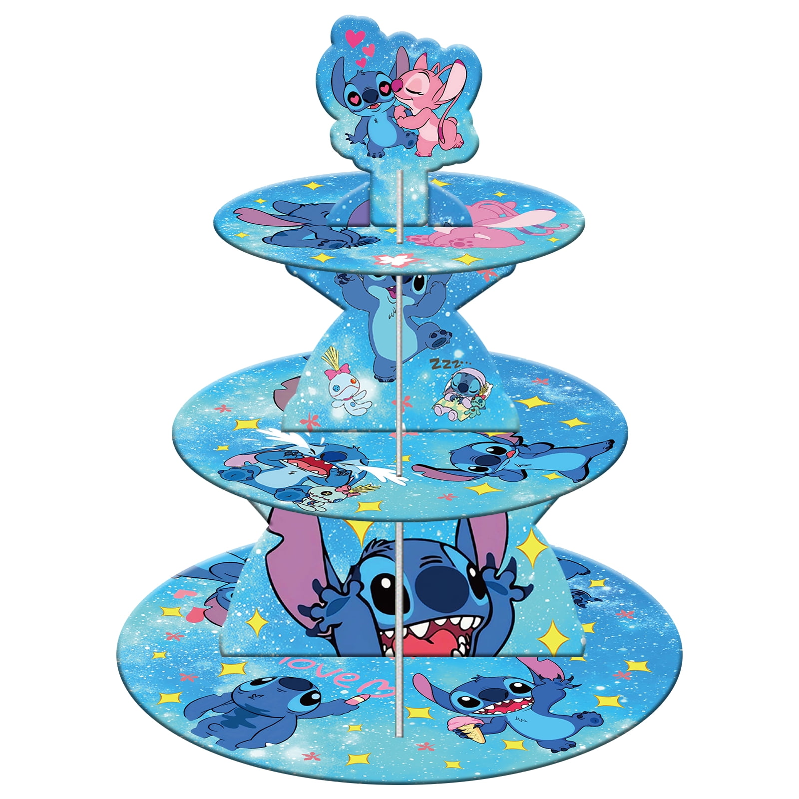 3 Tier Stitch Cardboard Cupcake Stand, Stitch Theme Round Cupcake ...