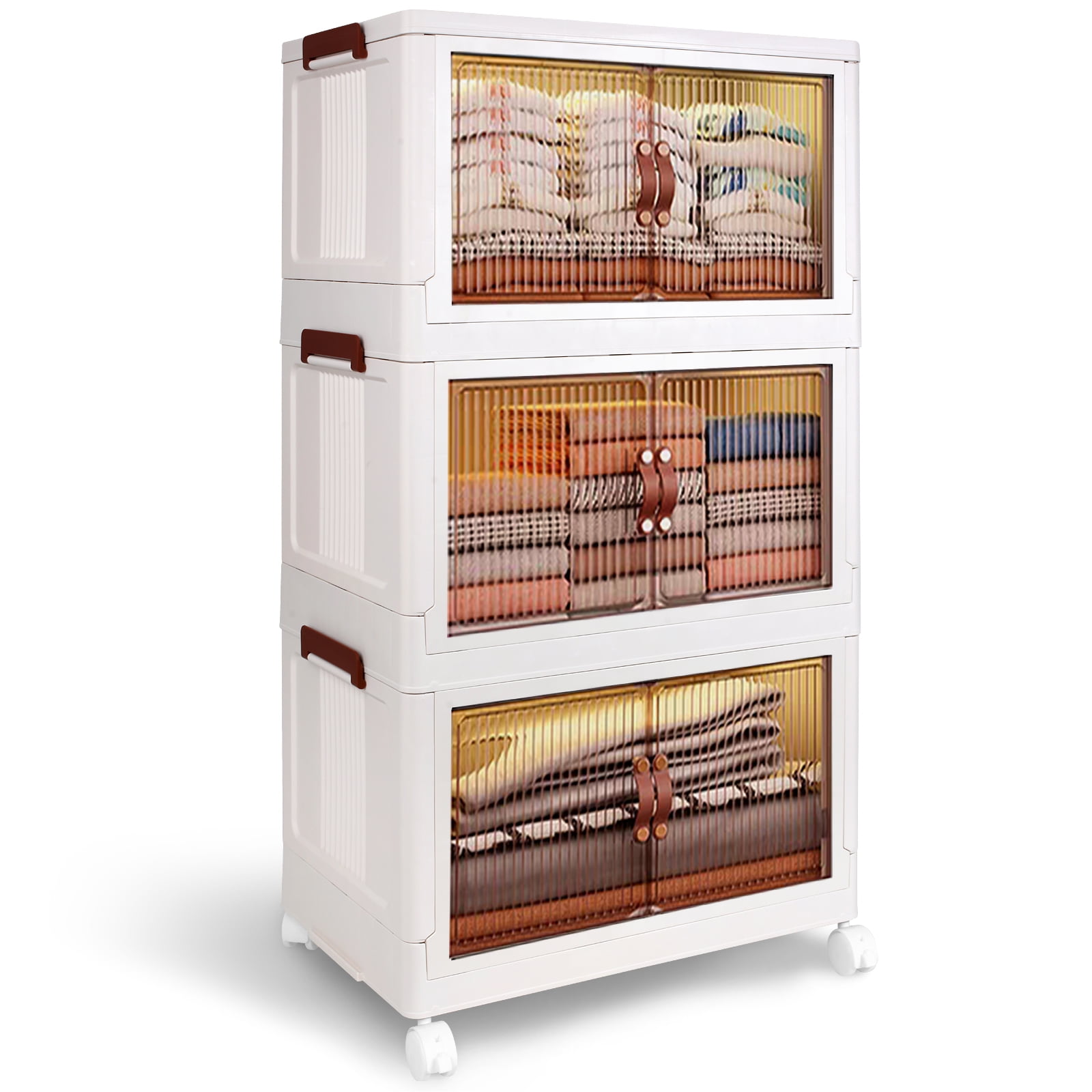 3 Tier Storage Bins with Lids, 34QT Stackable Storage Bins with Wheels ...