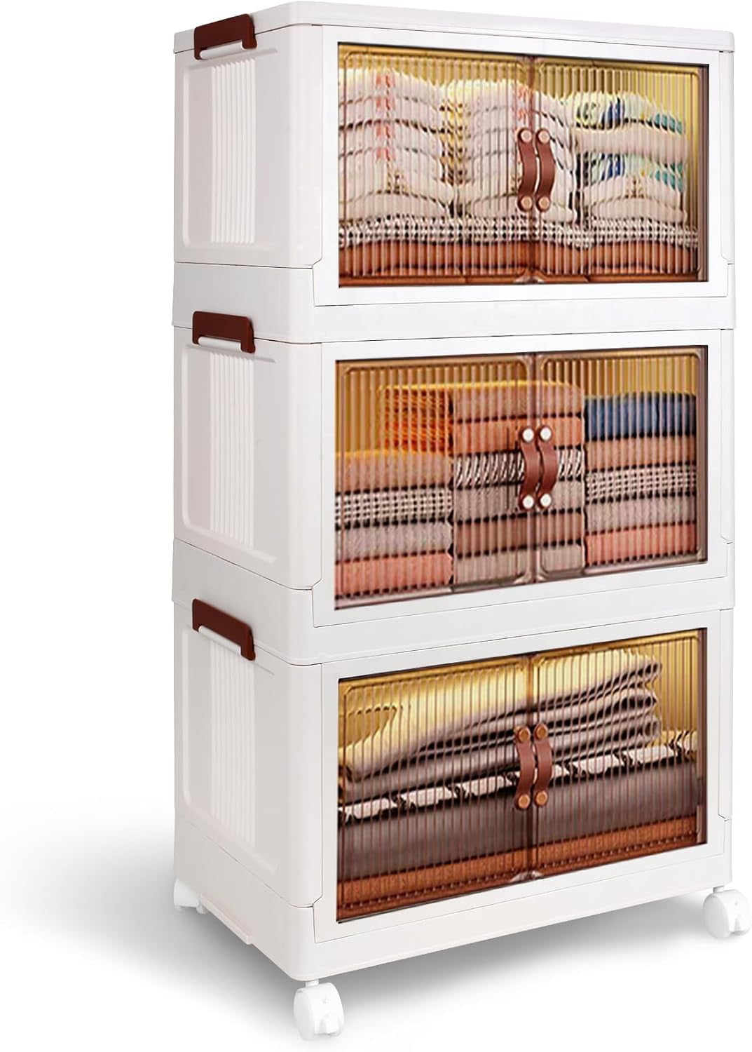 3 Tier Storage Bins with Lids, 34QT Stackable Storage Bins with Wheels ...