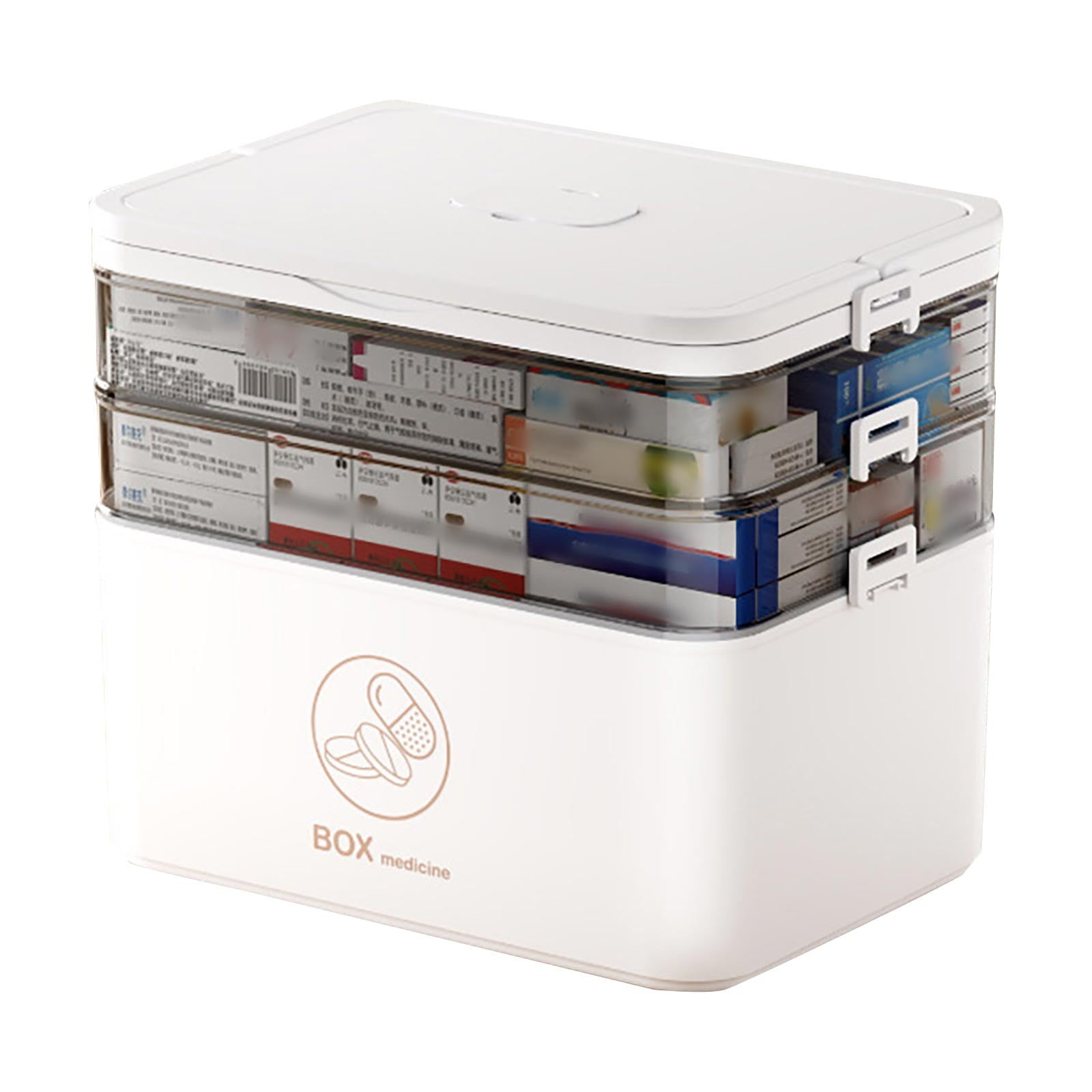 3 Tier Storage Box with Handle, Portable Plastic Organizer for Home ...