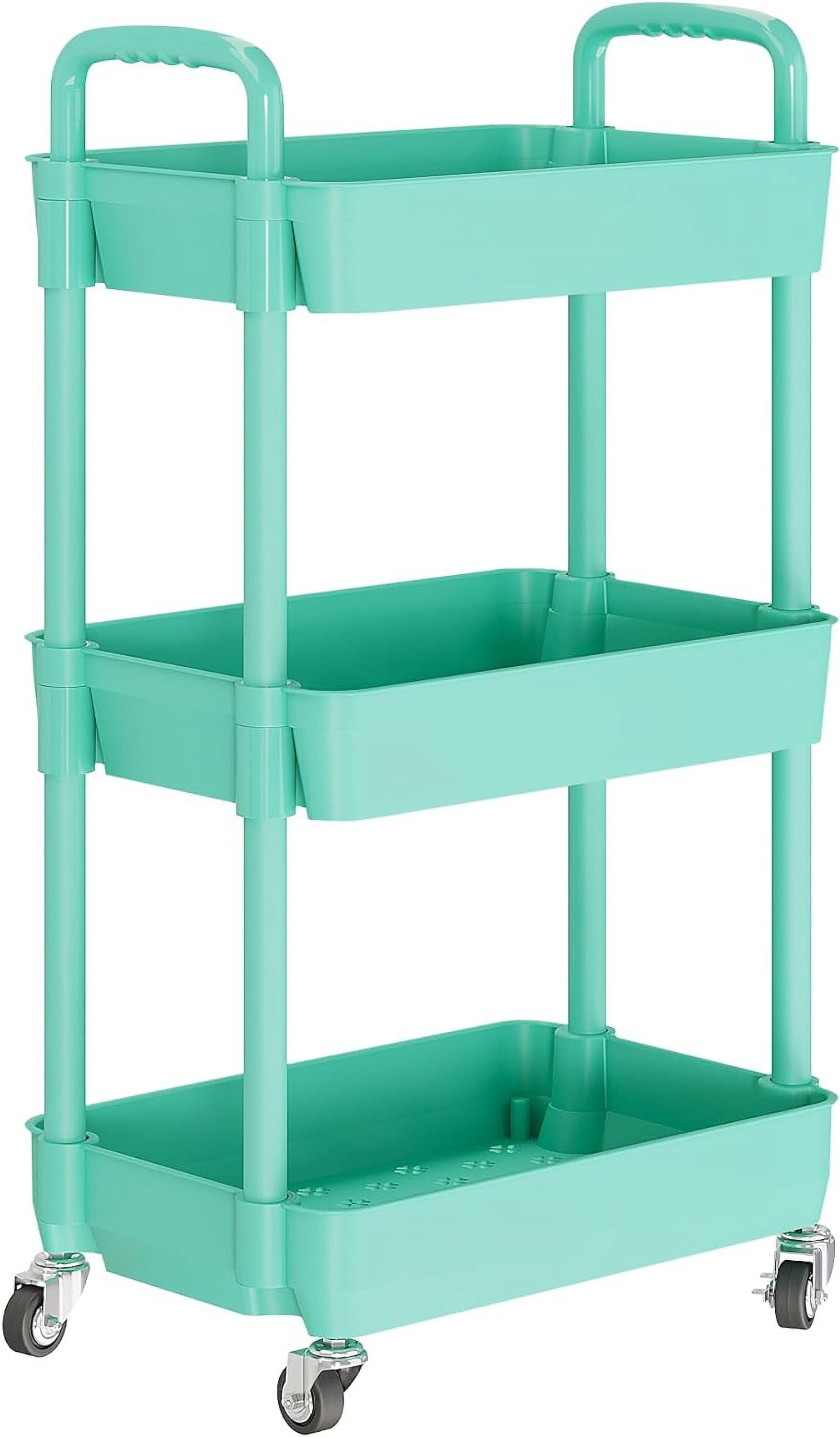 3-Tier Storage Cart,Multifunction Utility Rolling Cart Kitchen Storage ...