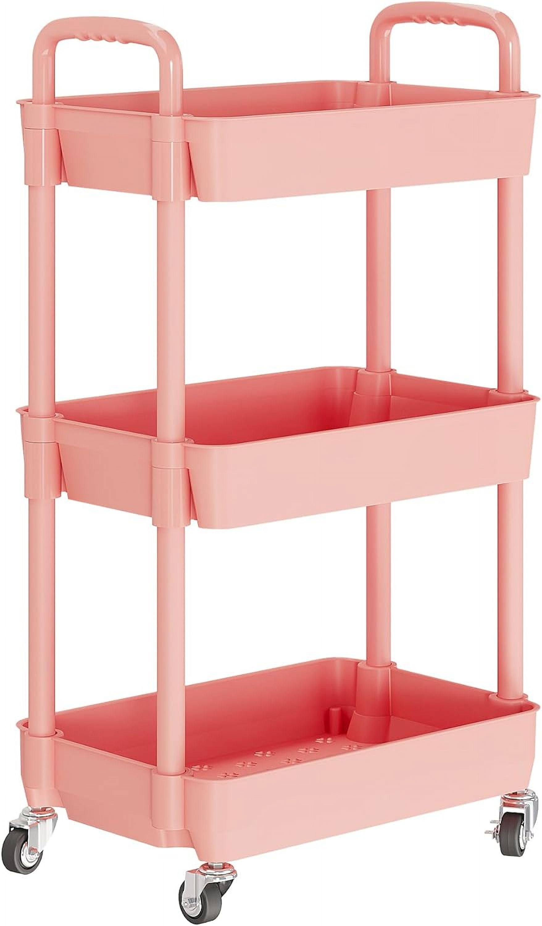 3-Tier Storage Cart,Multifunction Utility Rolling Cart Kitchen Storage ...