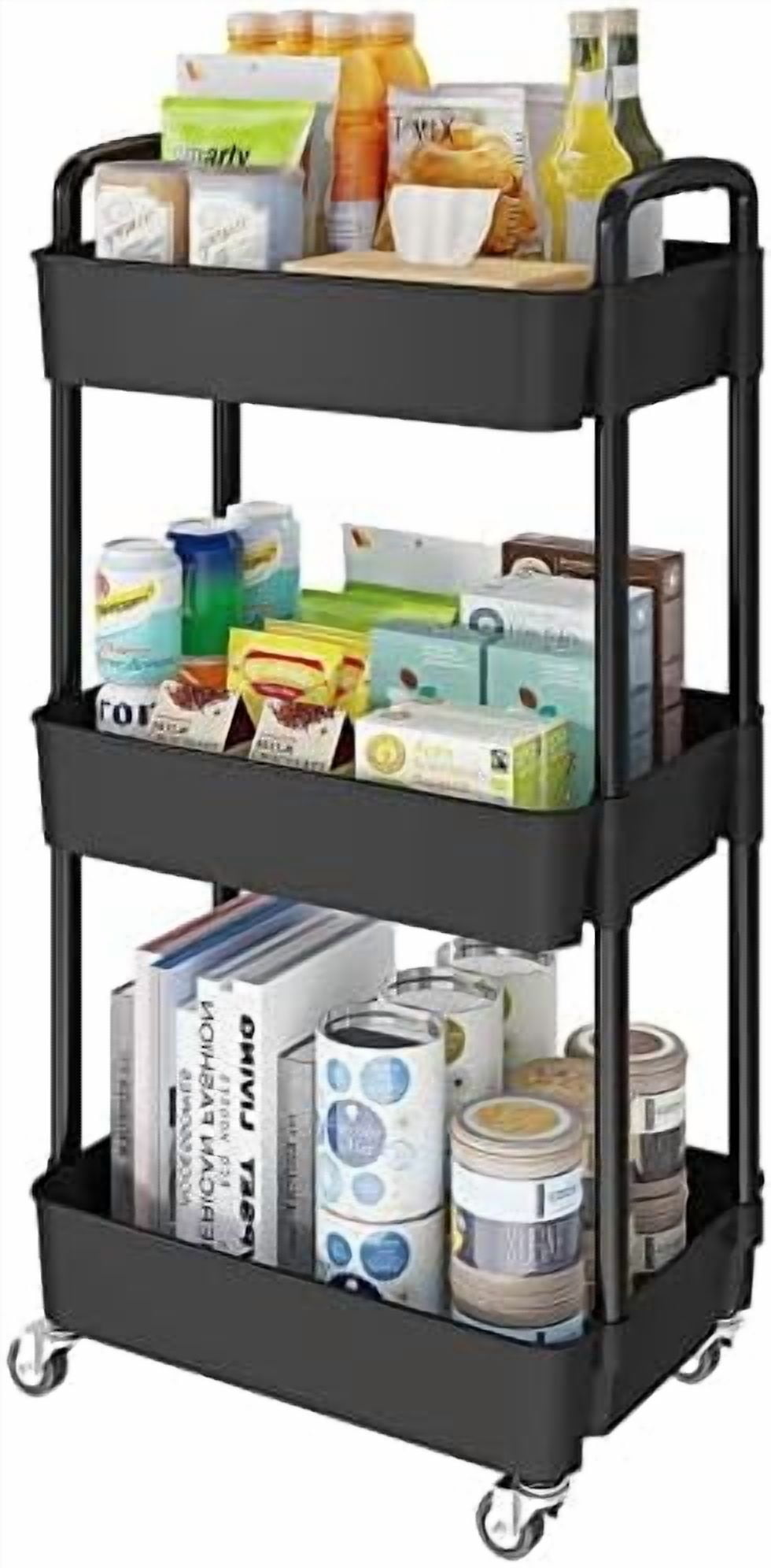 3-Tier Storage Carts,Multifunction Utility Rolling Cart Kitchen Storage ...
