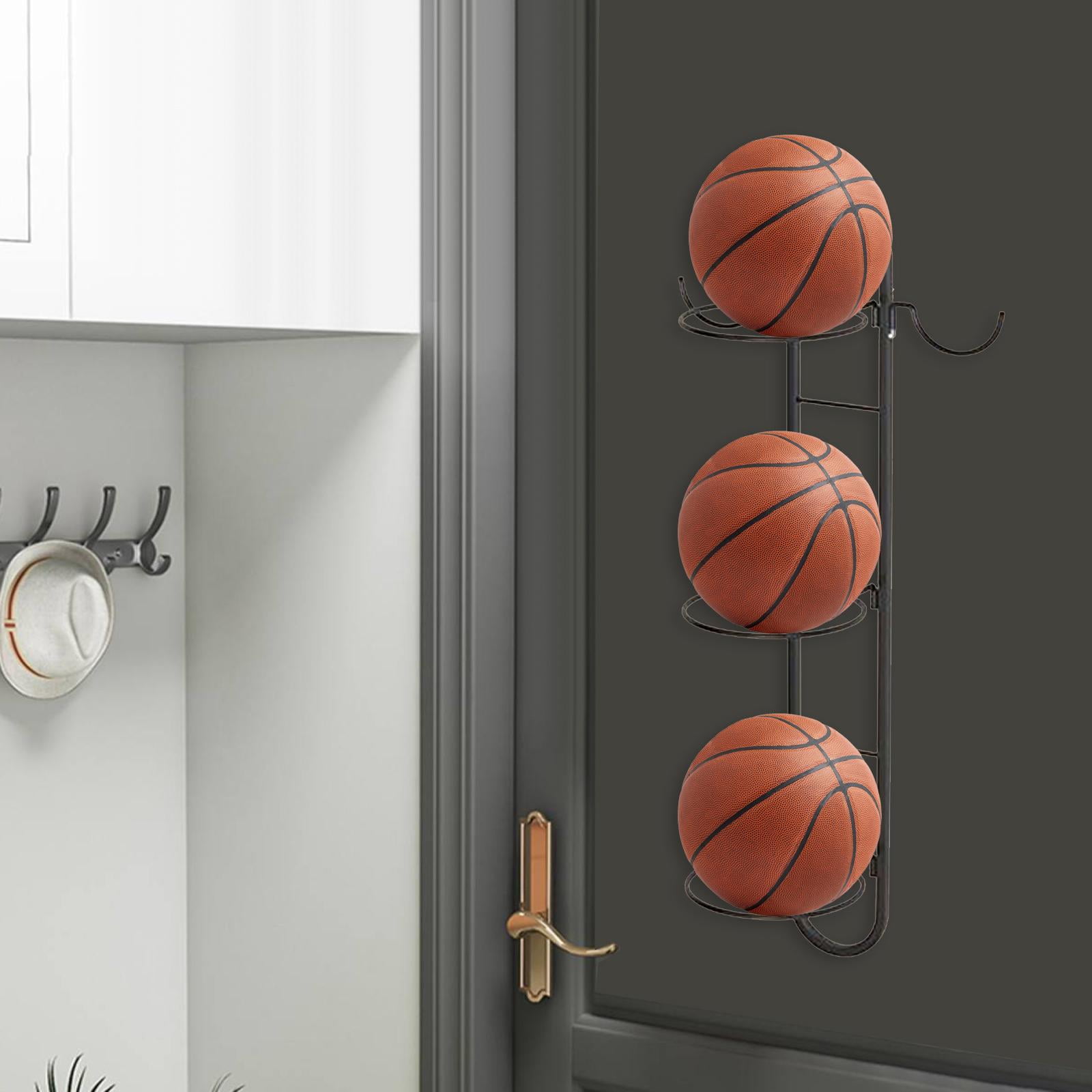 3 Tier Storage Garage Organizer, Wall Mounted Basketball Rack ...