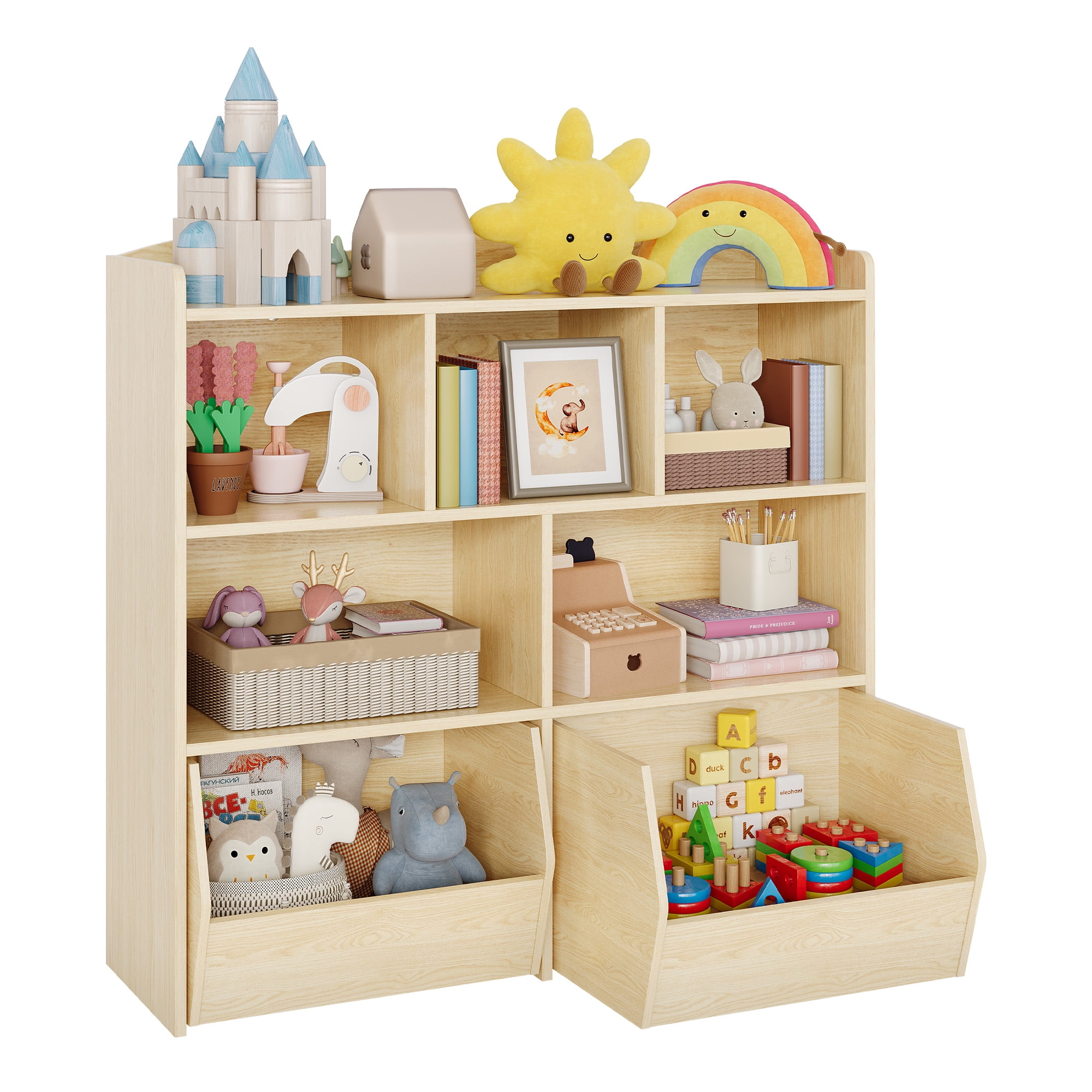 3-Tier Storage Organizer,Bookshelf & Storage Cabinet for Boys Girls ...