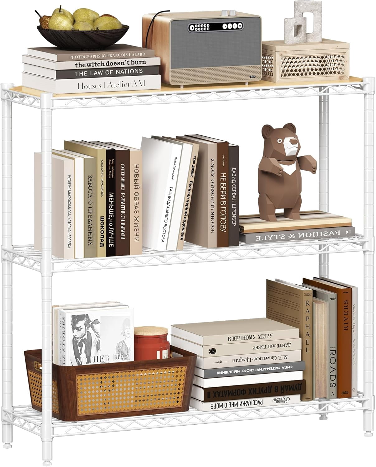 3-Tier Storage Rack, 29.8" Wide Heavy Duty Metal Shelving Unit, Top ...