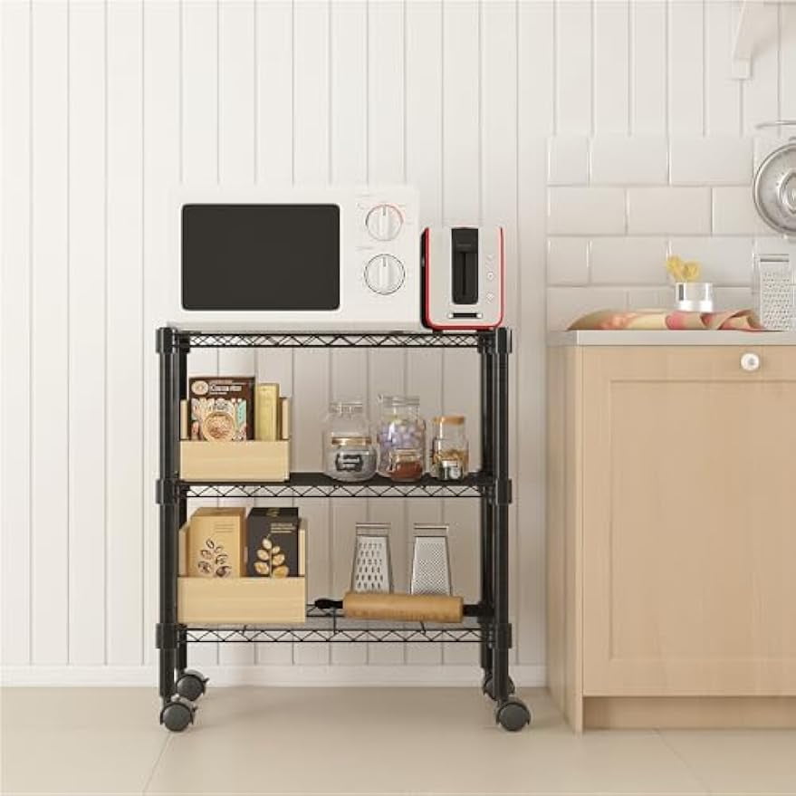 3- Tier Storage Rack Metal Wire Shelving Unit,3-Shelf Adjustable, Heavy ...