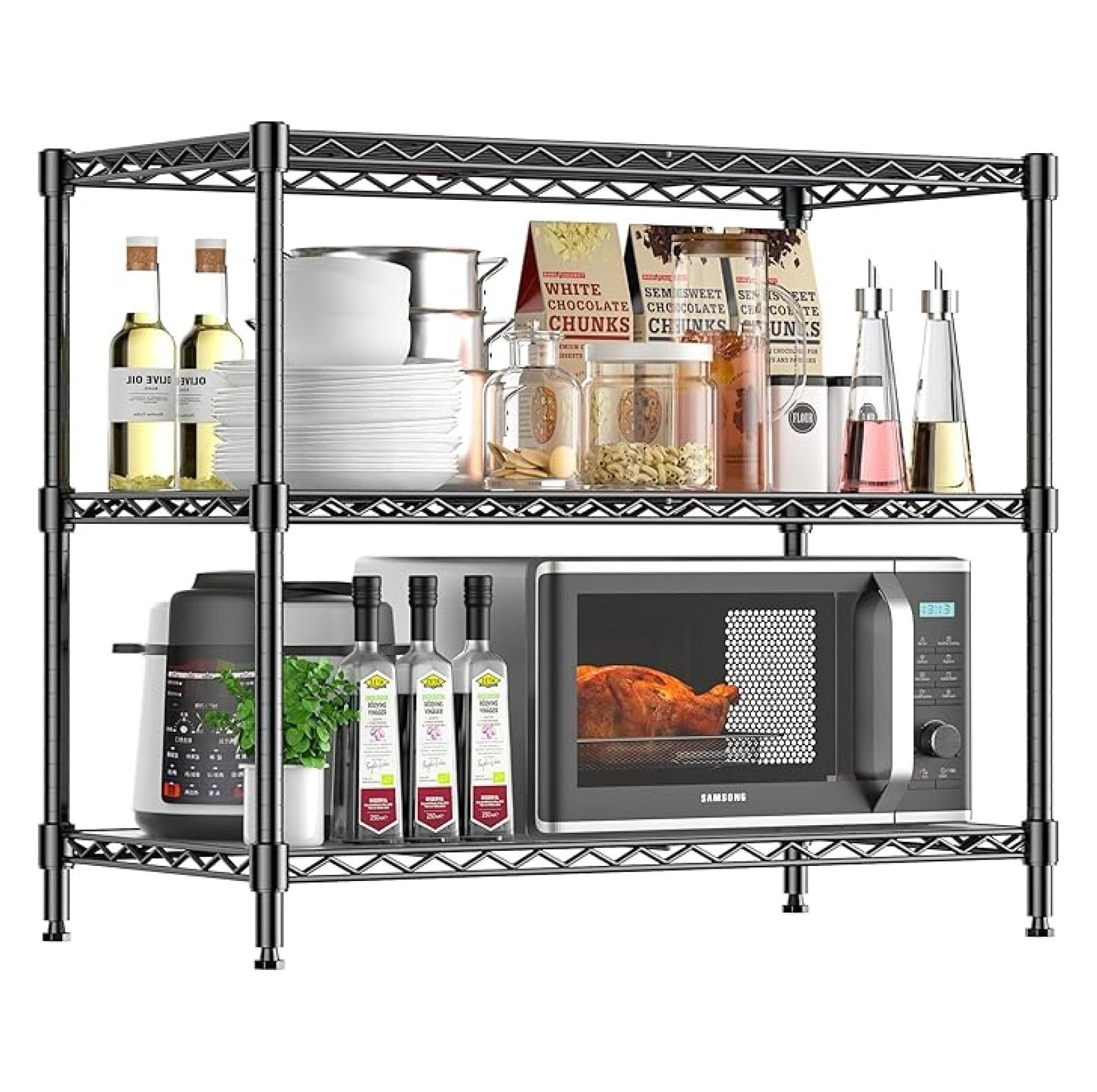 3-Tier Storage Shelves 795LBS Metal Shelving Unit, Adjustable Wire Rack ...