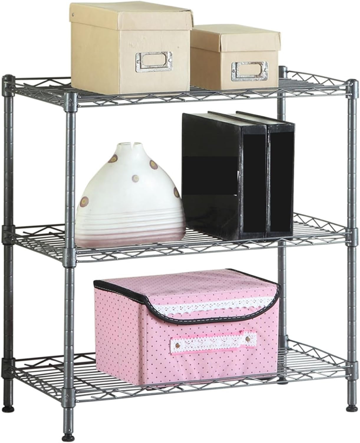 3-Tier Storage Shelving Unit,Wire Shelf,Metal Rack Shelving, Narrow ...