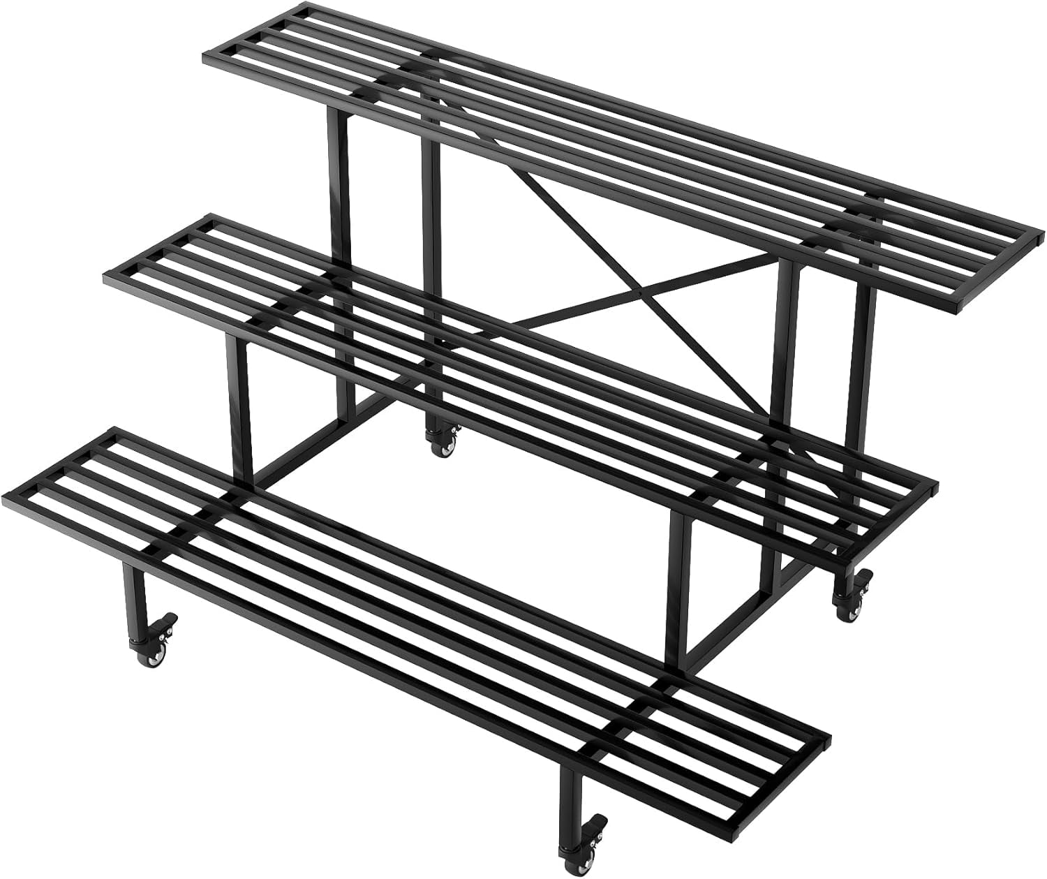 3 Tier Sturdy Metal Plant Stand with Wheels, L45.67 x W26 x H26 inch ...