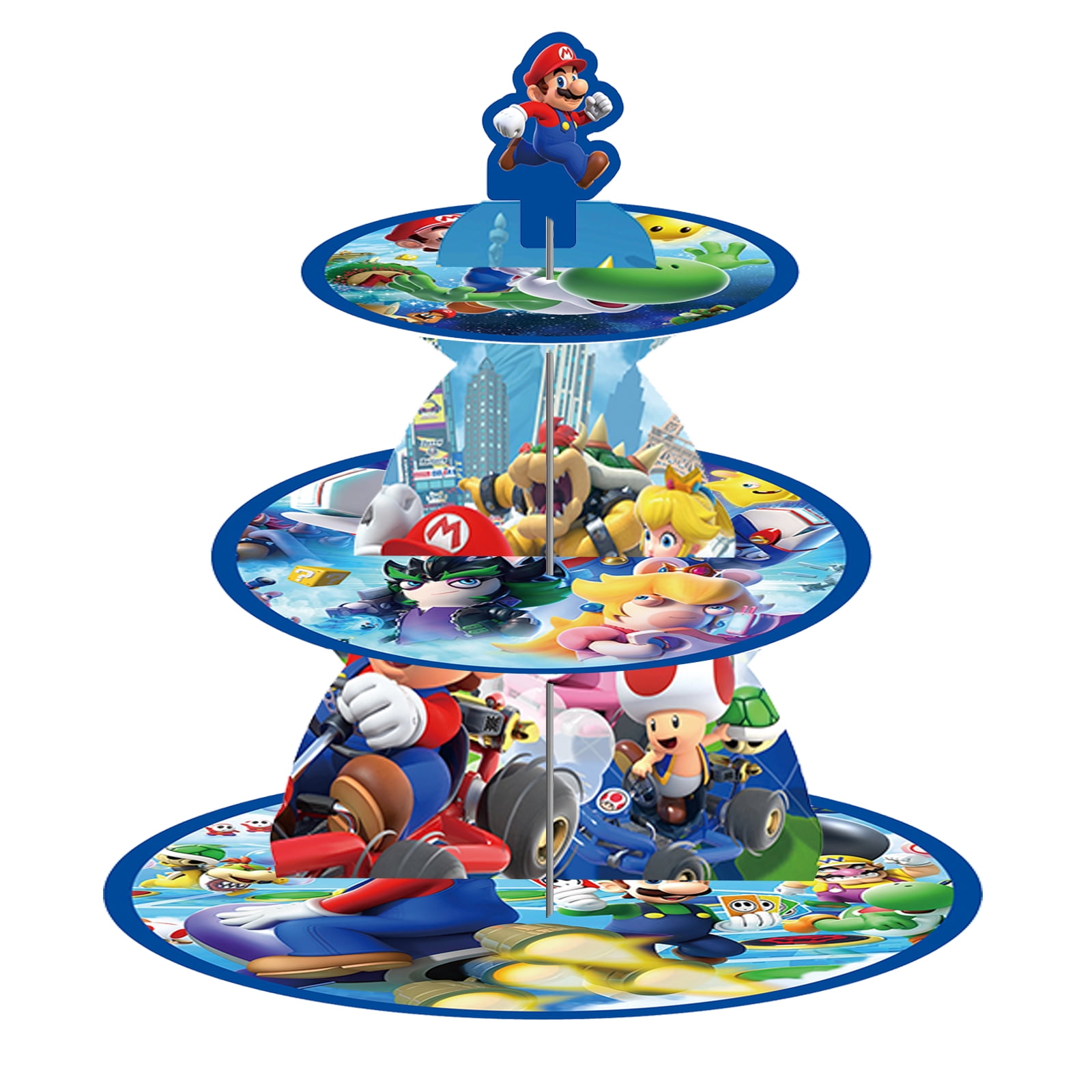 3 Tier Super Mario Bros Cupcake Stand Super Mario Bros Birthday Cake ...