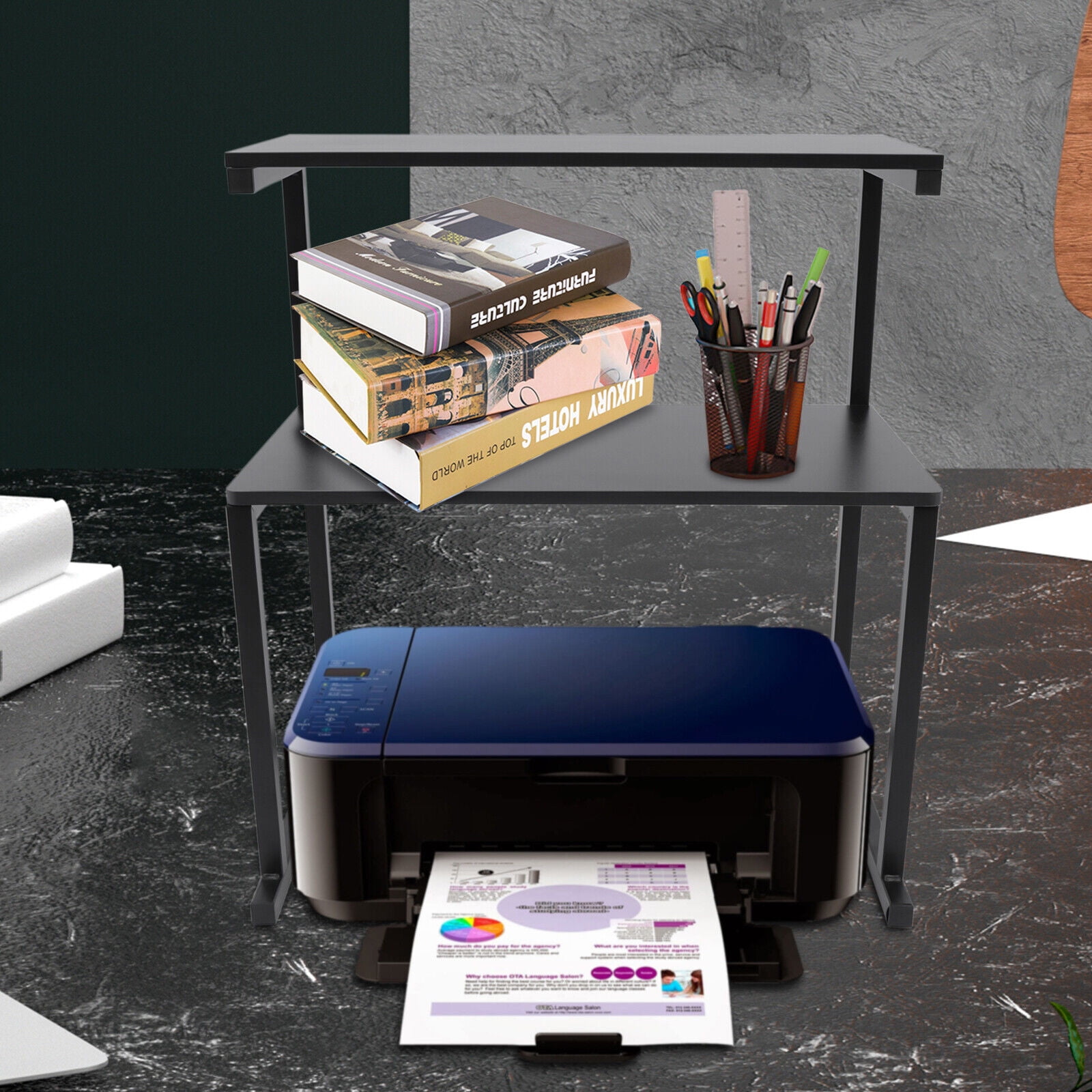 3-Tier Tabletop Storage Shelf Desktop Organizer Rack Printer Holder for ...