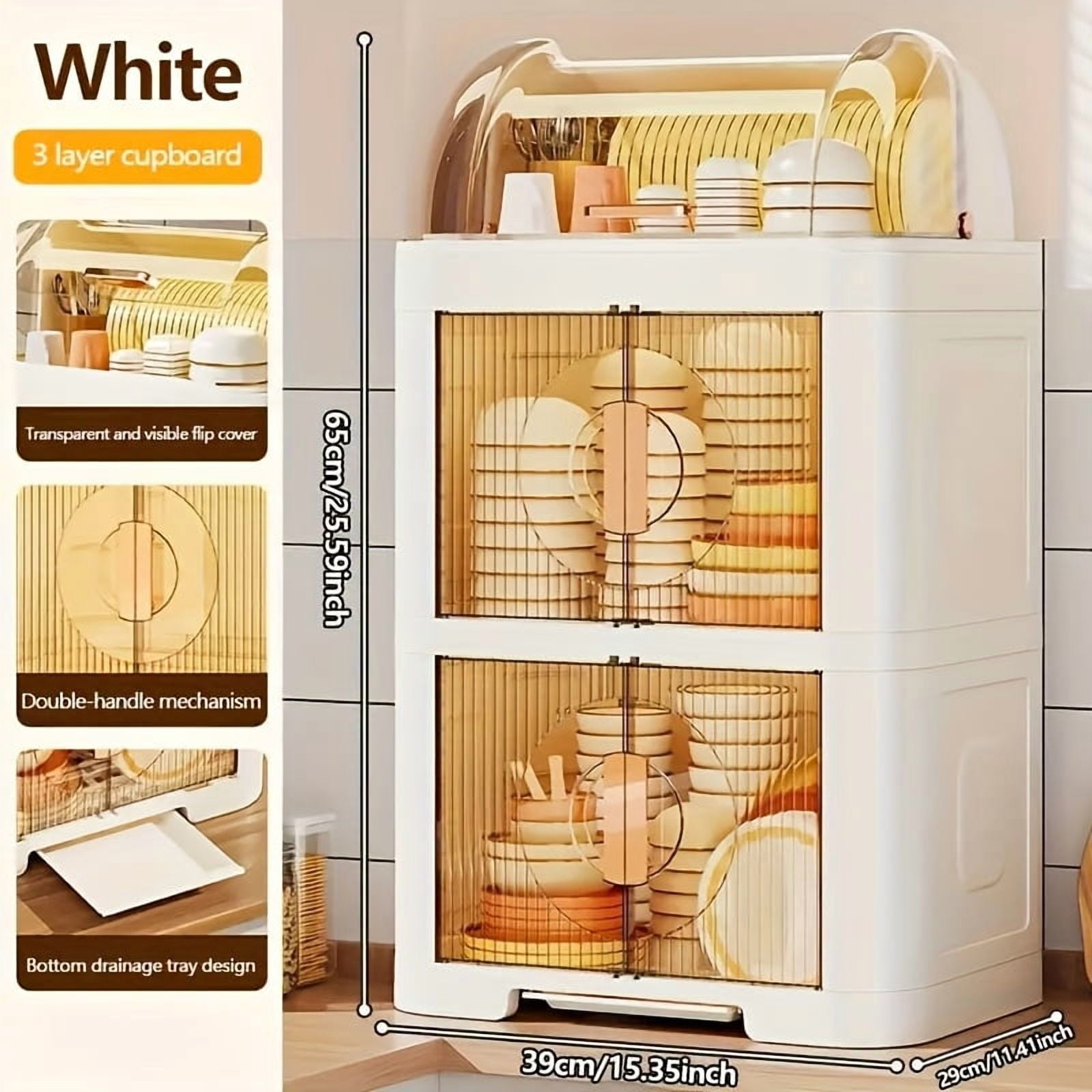 3-Tier Tableware Organizer Rack - Space-Saving Vertical Kitchen Cabinet ...