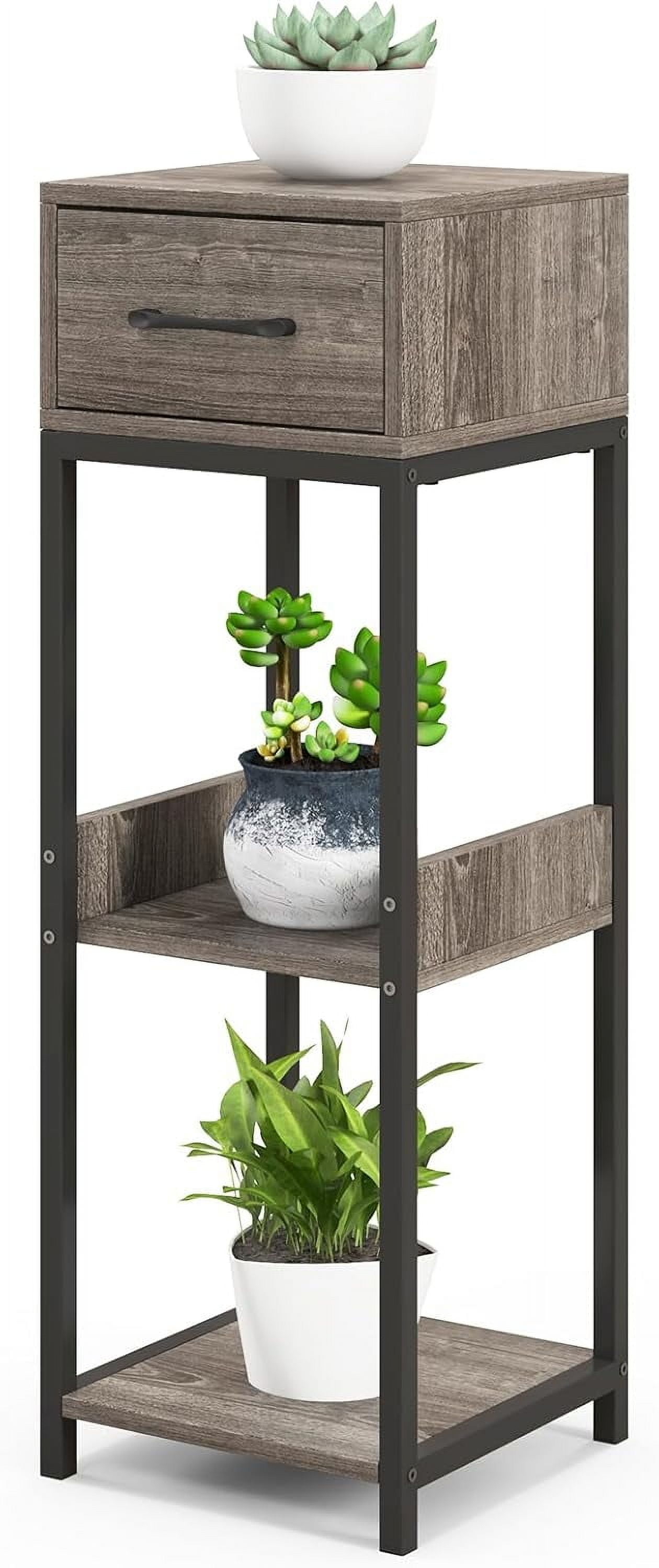 3 Tier Tall Plant Stand Indoor, 36 Inch Corner Plant Holder with Drawer ...