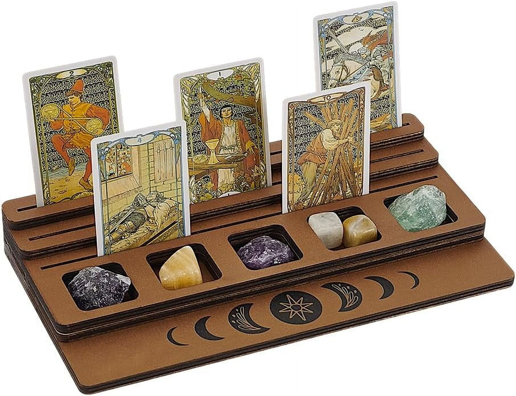 3-Tier Tarot Card Holder Wood Rectangle Camel Color Tarot Card Stand ...