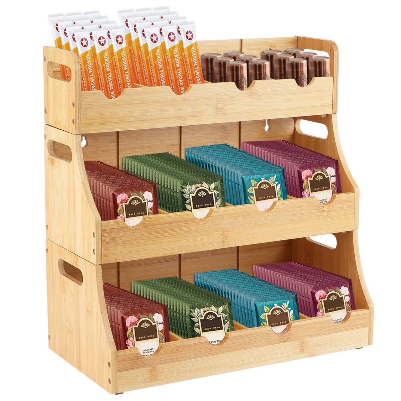 3 Tier Tea Bag Organizer, Bamboo Tea Holder for Tea Bags, Tea Storage ...