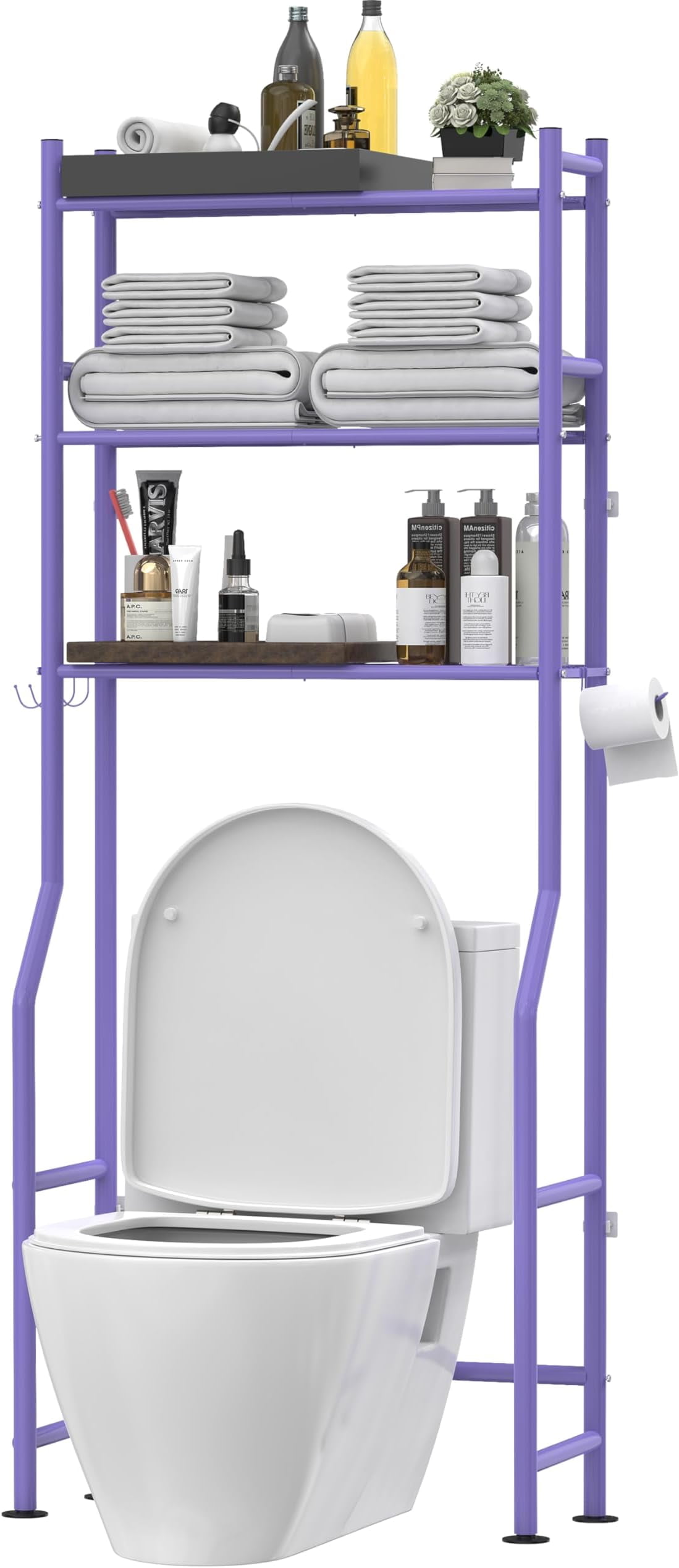 3-Tier Over The Toilet Storage, Freestanding Bathroom Shelves with 4 ...