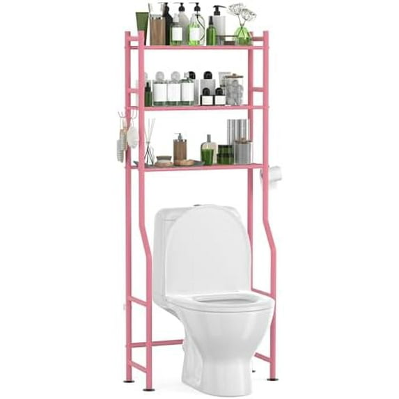 3-Tier Over The Toilet Storage with Paper Holder, Metal Bathroom ...