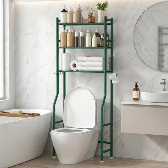 3-Tier Over Toilet Storage Rack with Anti-Tilt Safety System, Heavy ...