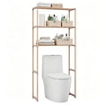 3-Tier Over Toilet Storage Shelf Natural & Gray Solid Pine Wood Space ...