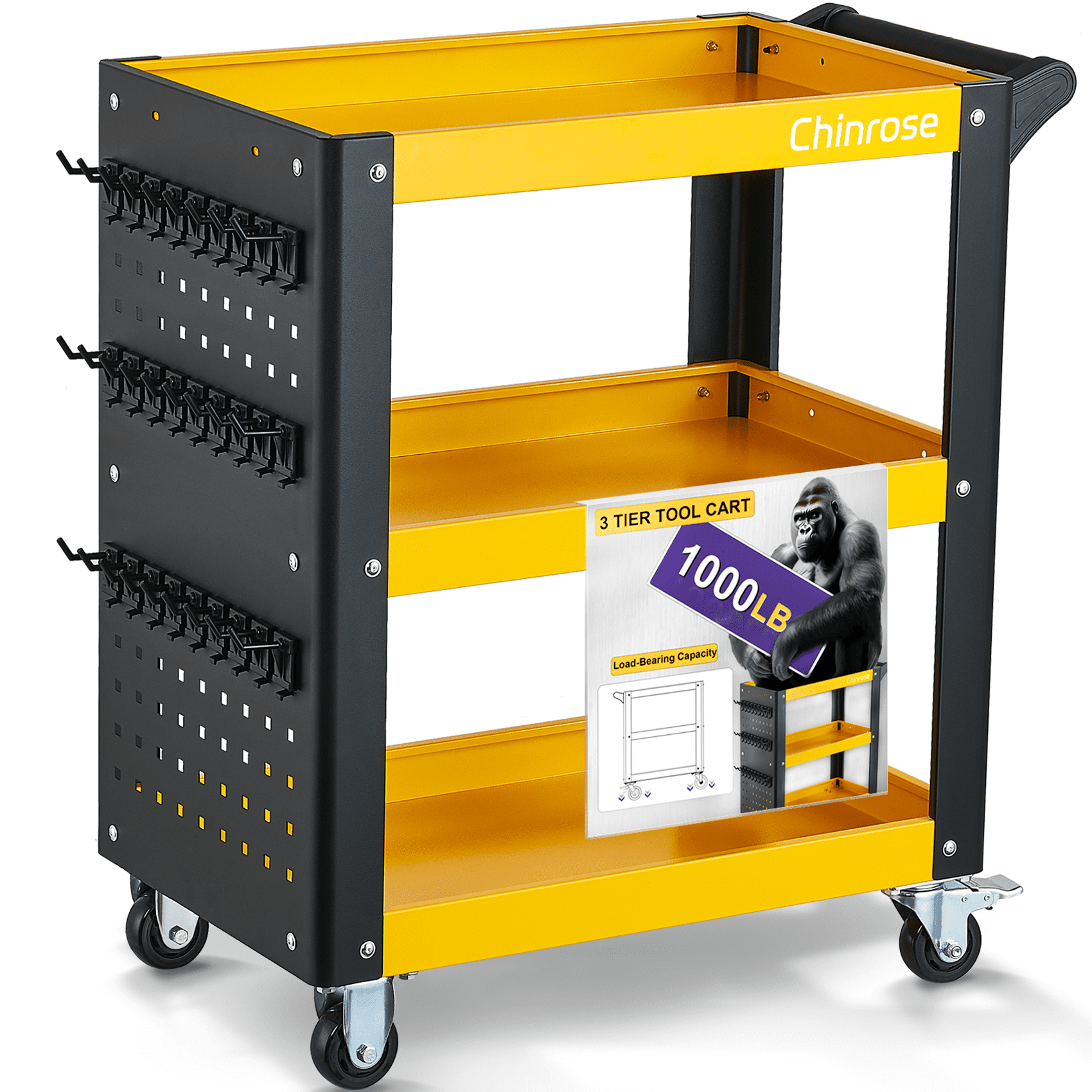 3 Tier Tool Cart, Rolling Tool Cart,Heavy Duty Industrial Service Tool ...