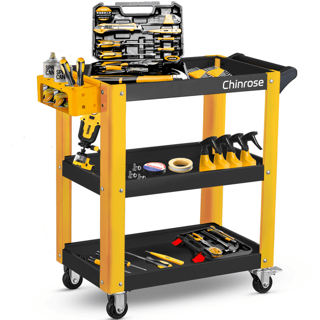 3 Tier Tool Cart, Service Cart with Wheels, Rolling Tool Cart, For Garage and Workshop - Walmart.com