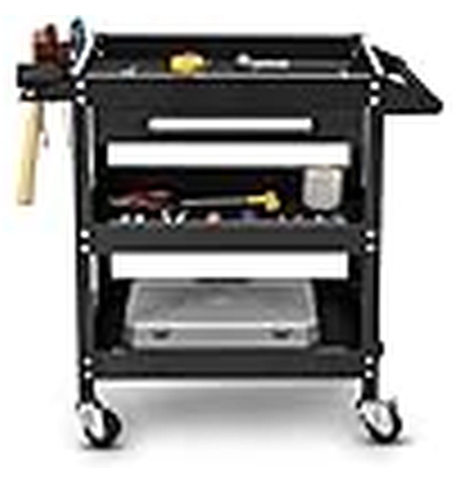 3 Tier Tool Cart on Wheels, Heavy Duty Industrial Utility Service Cart with Drawer, Rolling ...