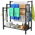 3 Tier Towel Rack with Large Storage & 6 Hooks, Blanket Rack for ...