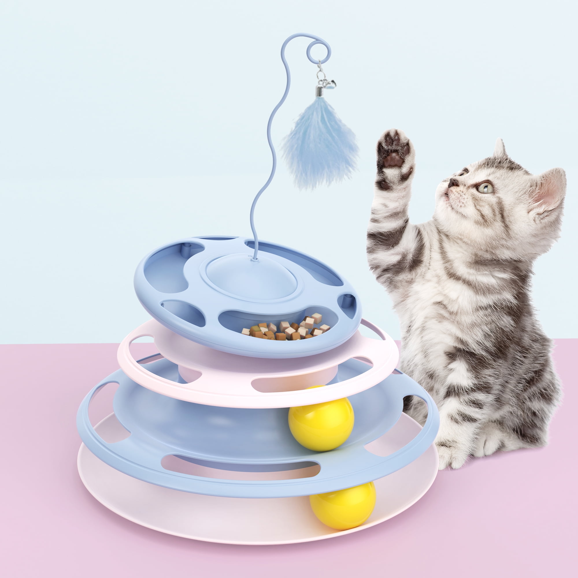 3 Tier Tower Interactive Ball Toy WIth 2 Moving Balls And Leaky Food ...