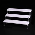 3-Tier Transparent Acrylic Model Toy Display Riser Wooden Tiered Rack ...