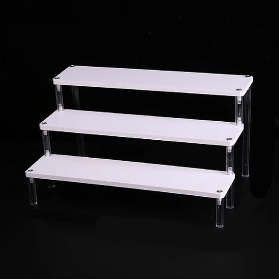 3-Tier Transparent Acrylic Model Toy Display Riser Wooden Tiered Rack ...