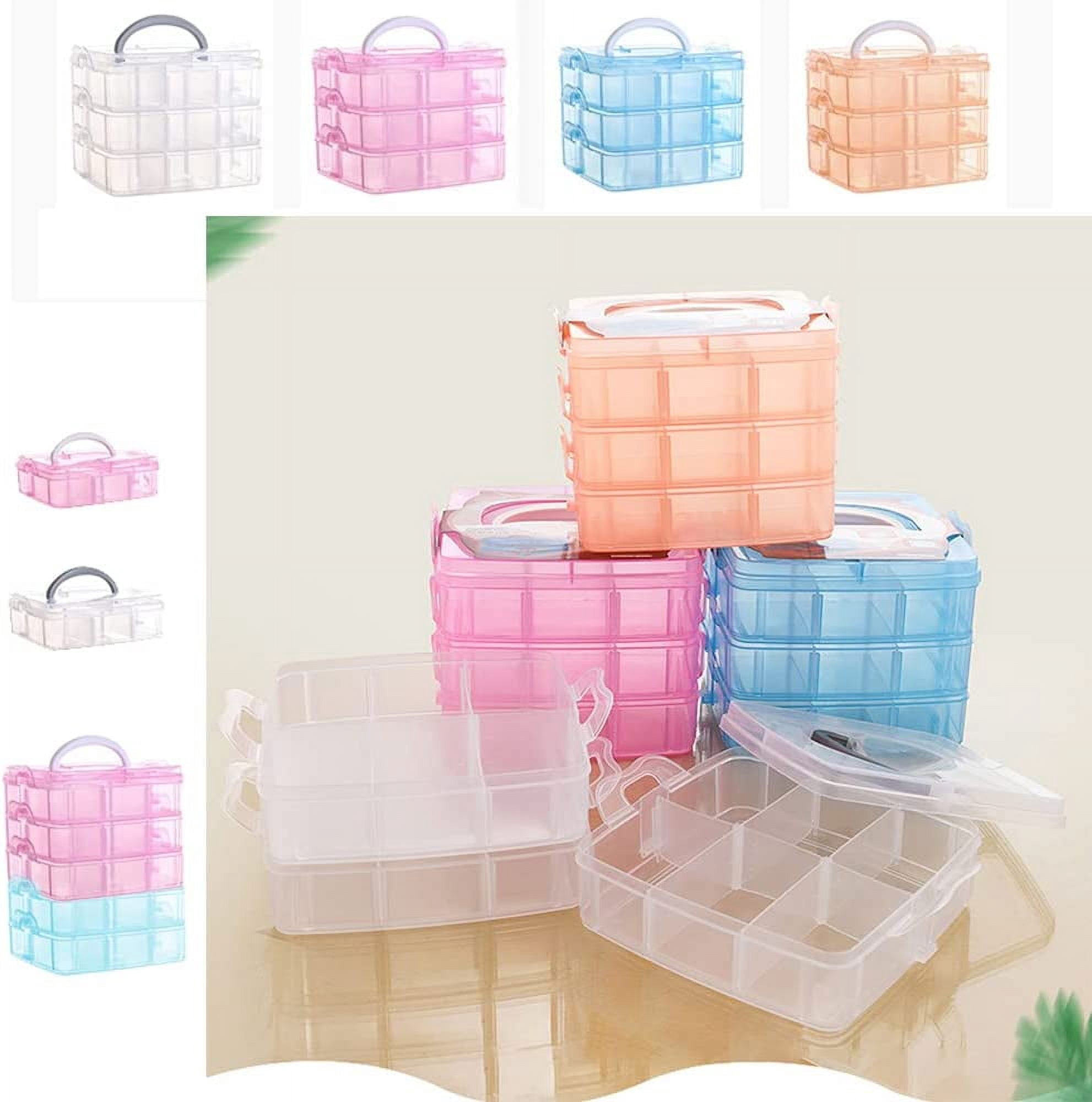 3-Tier Transparent Stackable Adjustable Compartment Slot Plastic Craft ...