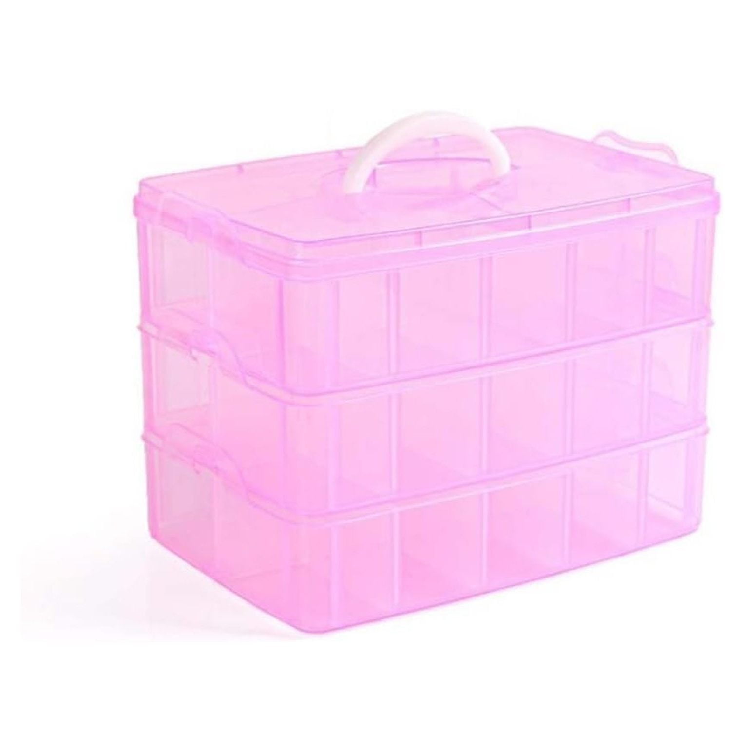 3-Tier Transparent Stackable Adjustable Compartment Slot Plastic Craft ...