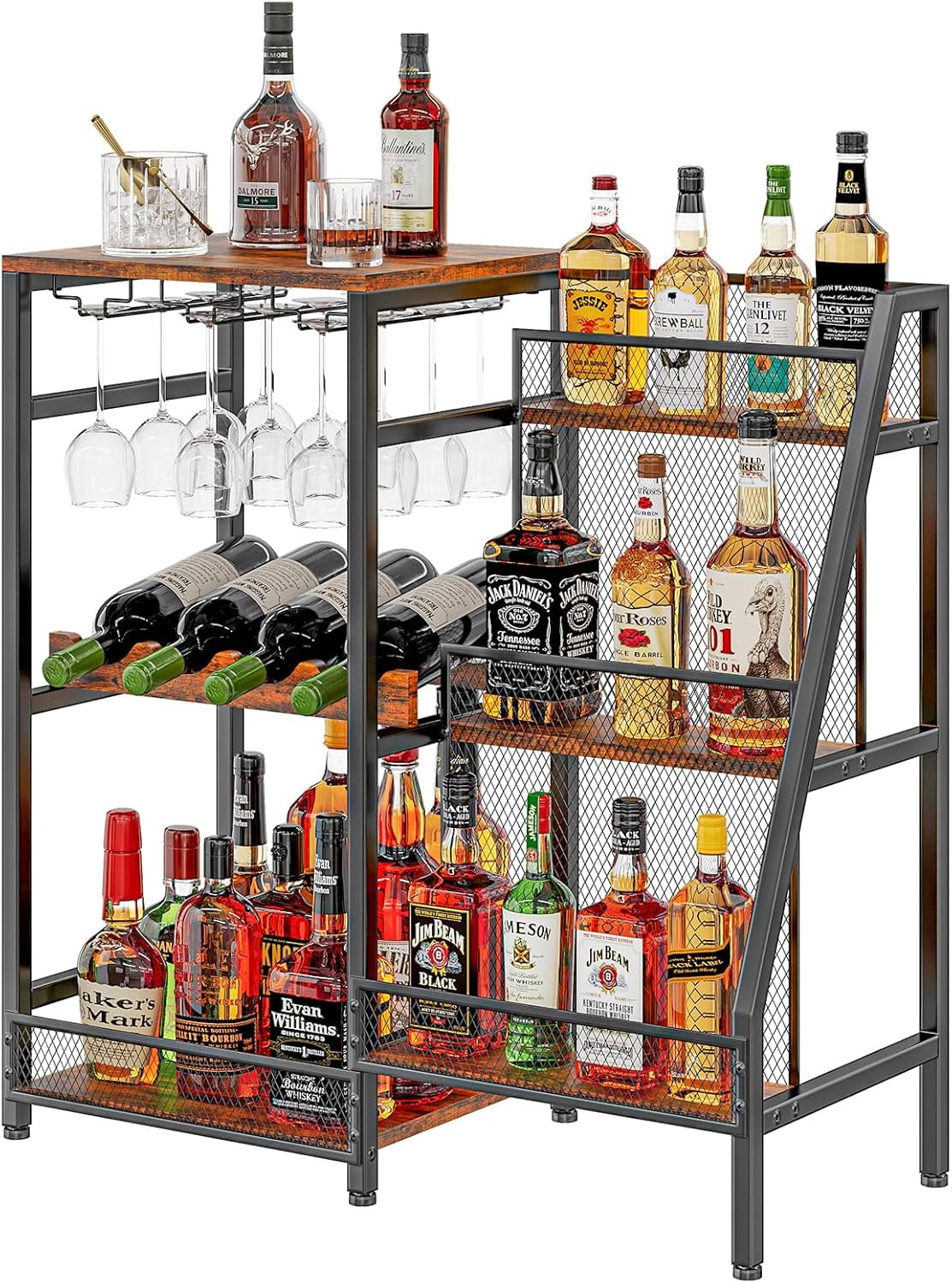 3-Tier Trapezoid Liquor Stand for Home Bar, Stepped Wine Racks ...