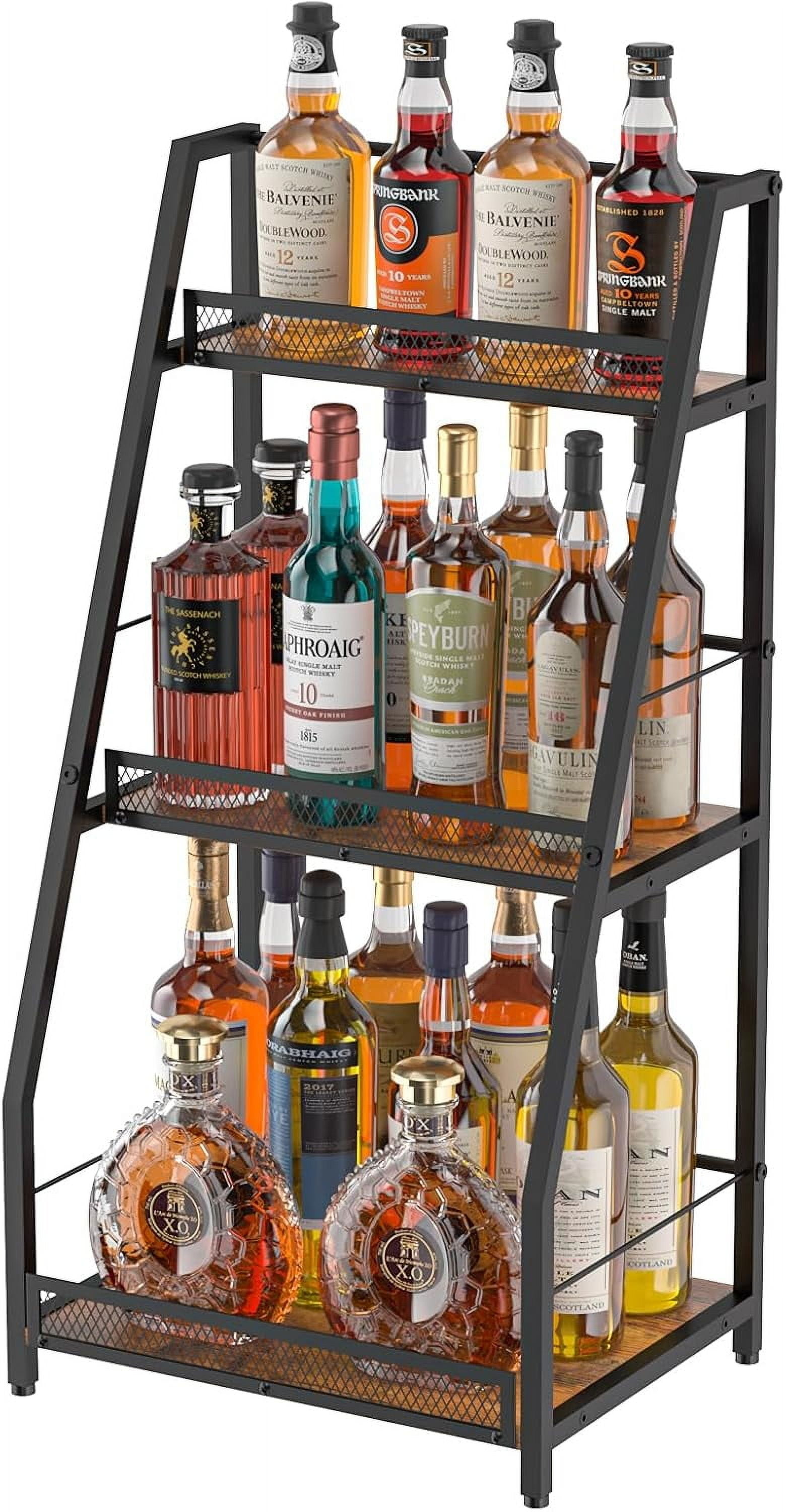 3-Tier Trapezoid Liquor Stand for Home Bar, Stepped Wine Racks ...