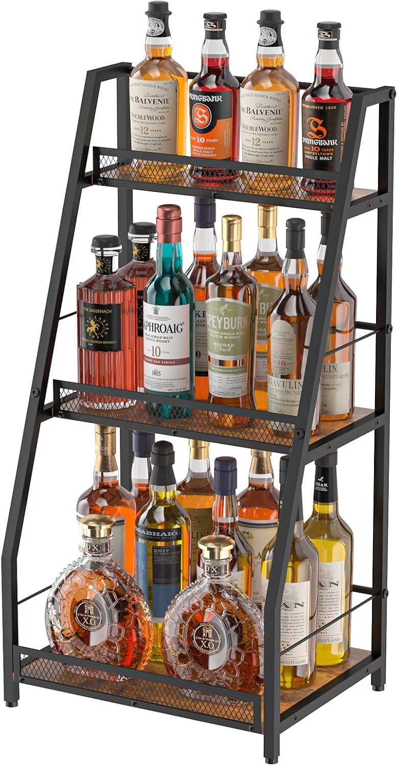 3-Tier Trapezoid Liquor Stand for Home Bar, Stepped Wine Racks ...