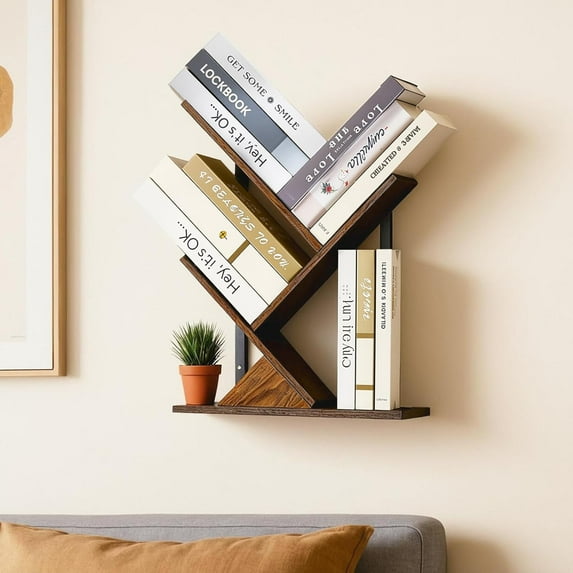 3 Tier Tree Book Shelf Floating Shelves for Wall, Unique Modern Hanging ...