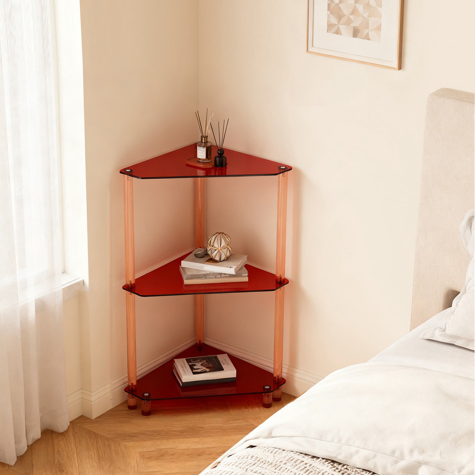 3 Tier Triangle End Table 22.05lbs Acrylic Living Room Side Table 11.8 ...