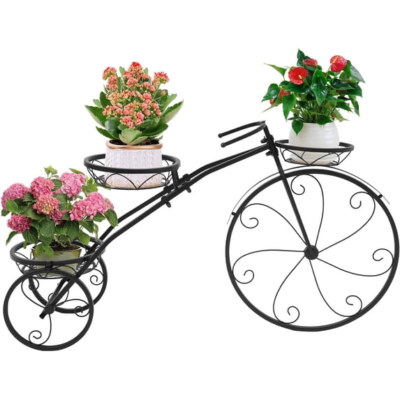 3 Tier Tricycle Flower Plant Stand, Metal Plant Display Rack, Indoor ...