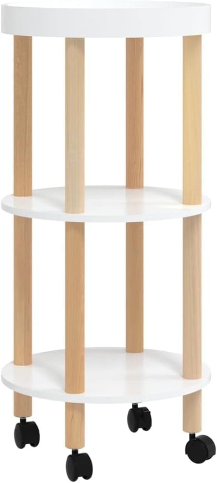 3-Tier Trolley 15"x15"x32.3" Engineered Wood&Solid Wood Pine ...