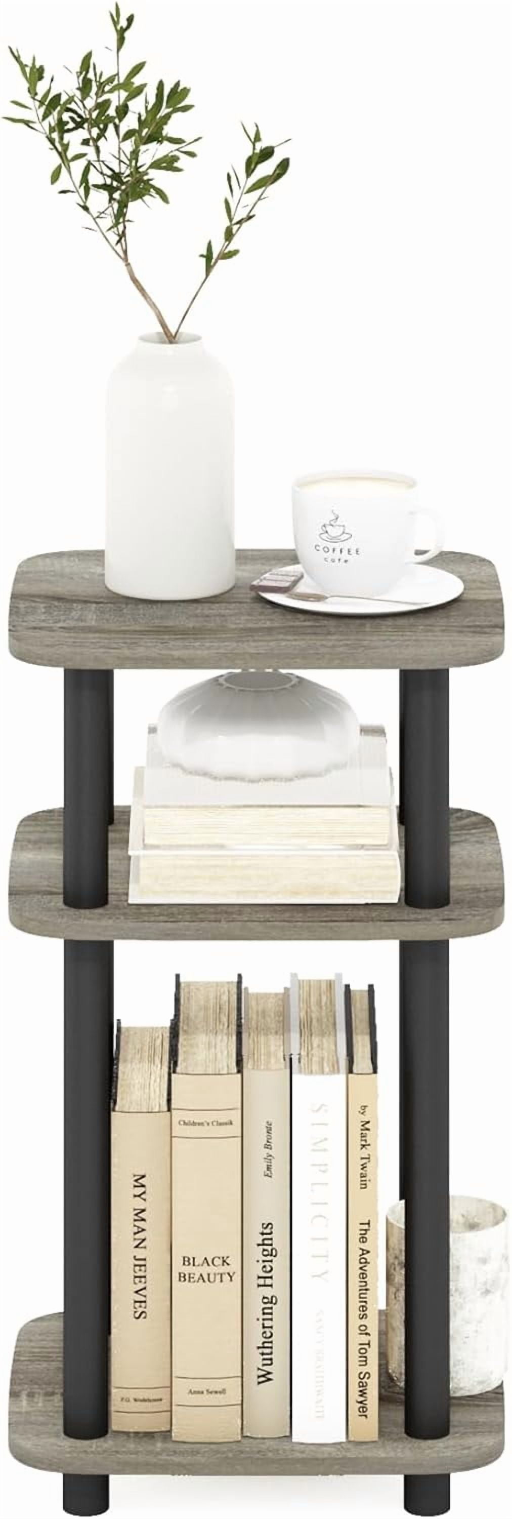 3-Tier Turn-N-Tube Curved End Table, French Oak Black Side Table with ...