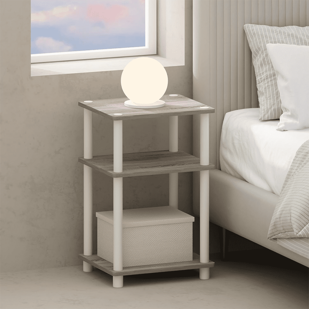 3-Tier Turn-N-Tube Open Storage Nightstand, Plastic Poles, White ...