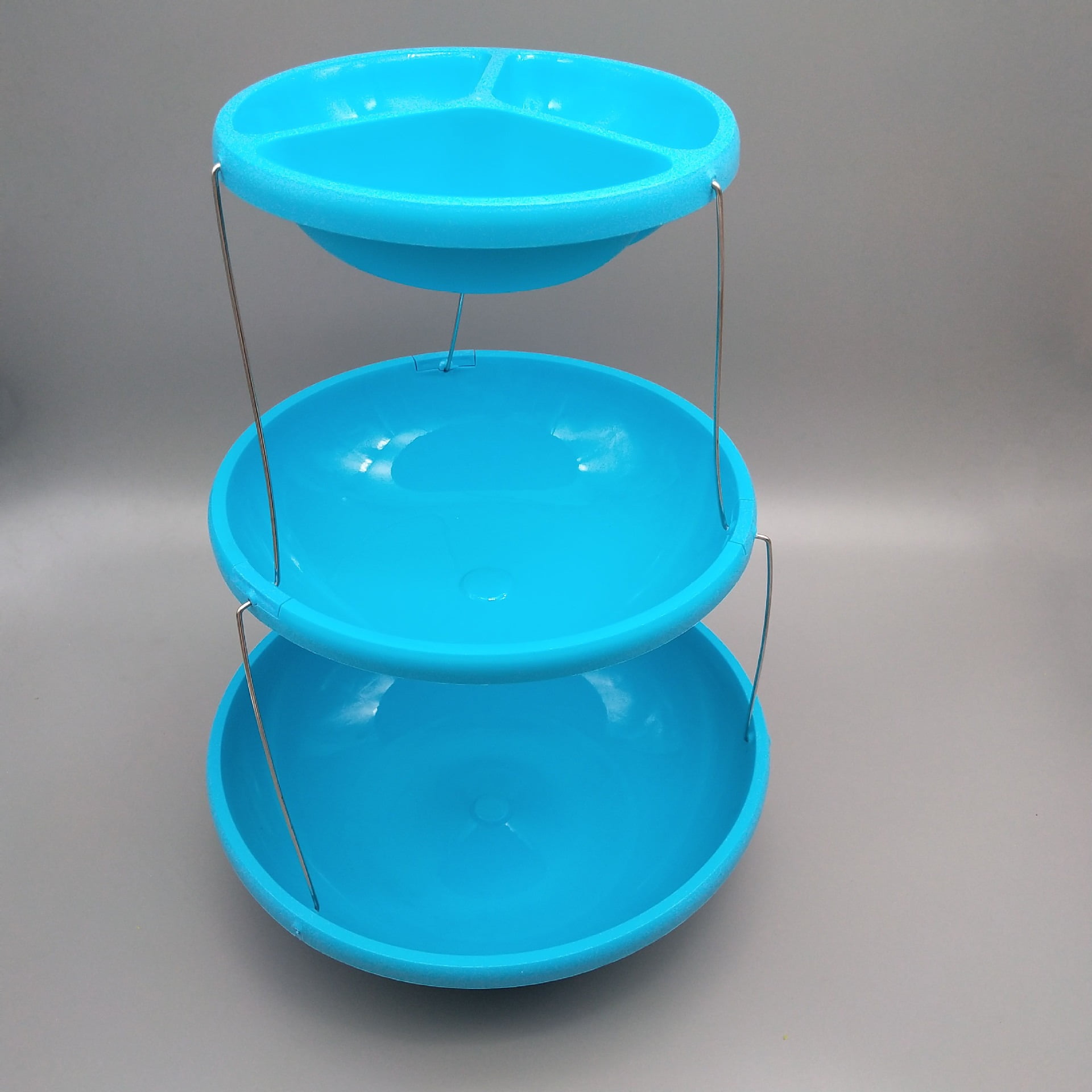 3 Tier Twist Fold Party Bowl Serving Plate Collapsible Nesting Plastic ...