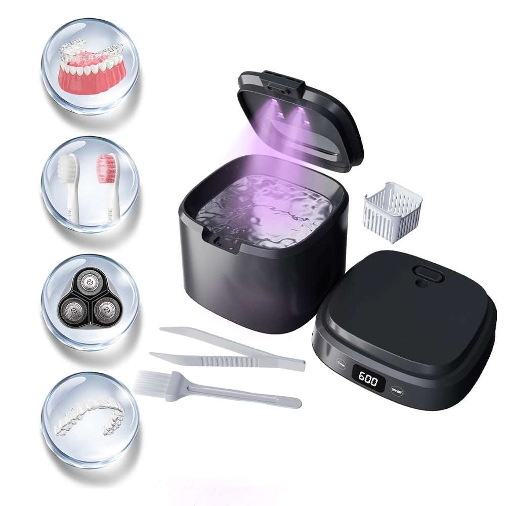 3-Tier Ultrasonic Dental Cleaner | UV Sanitizer + 5 Preset Timers ...
