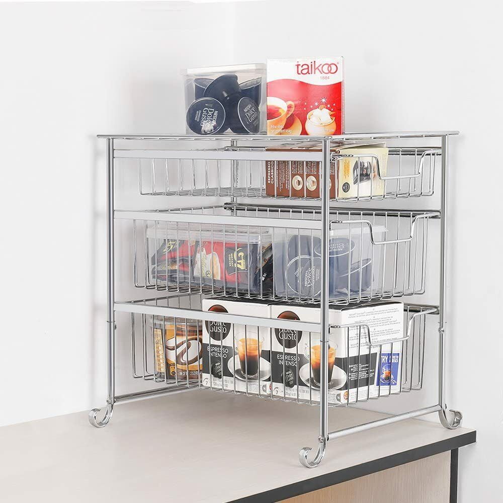 3 Tier Under Sink Organizer Sliding Storage Basket Utility Drawer Heavy ...