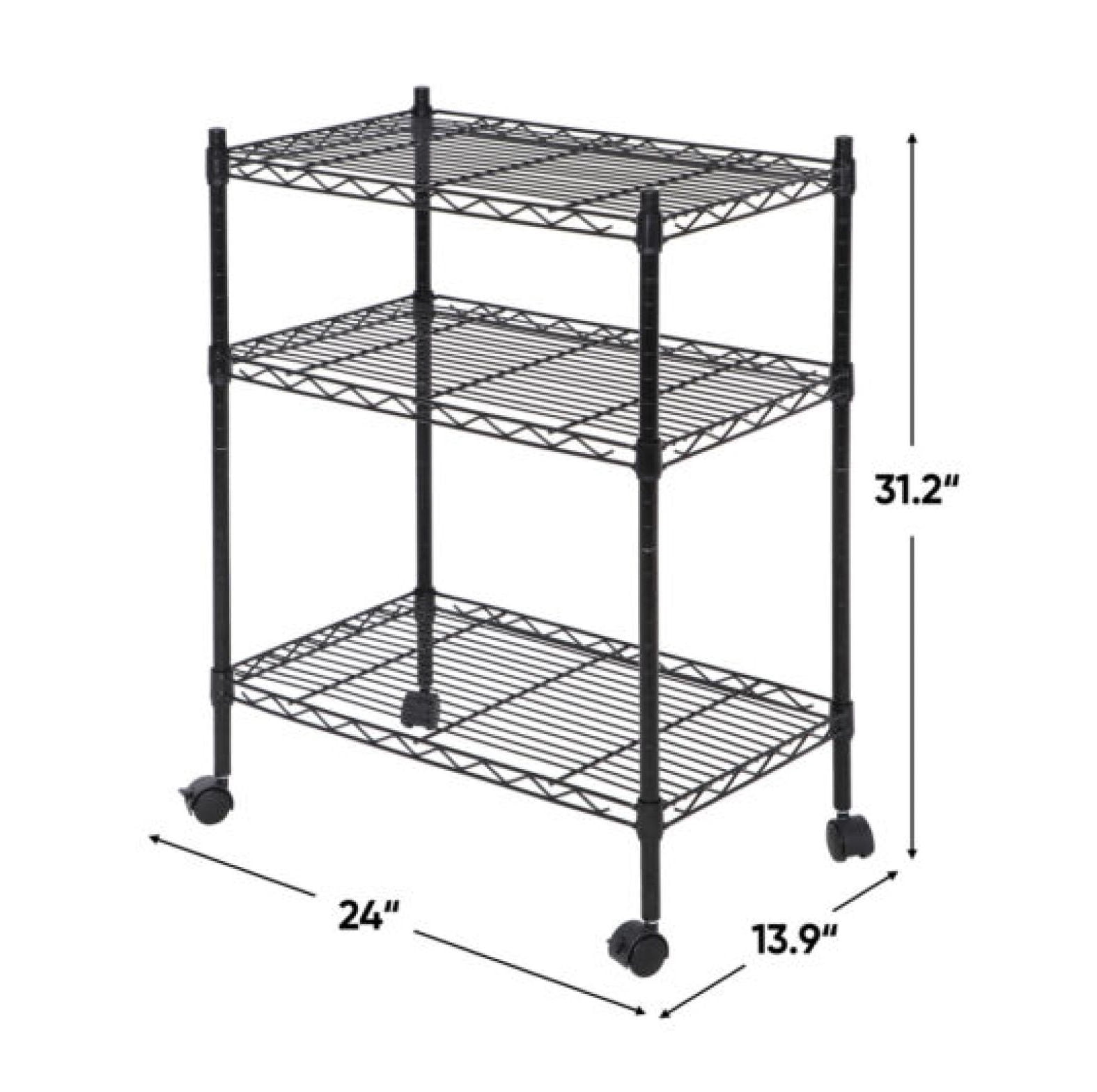 3 Tier Unit Shelving Metal Wire Rack Organizer Adjustable Shelve with 4 ...