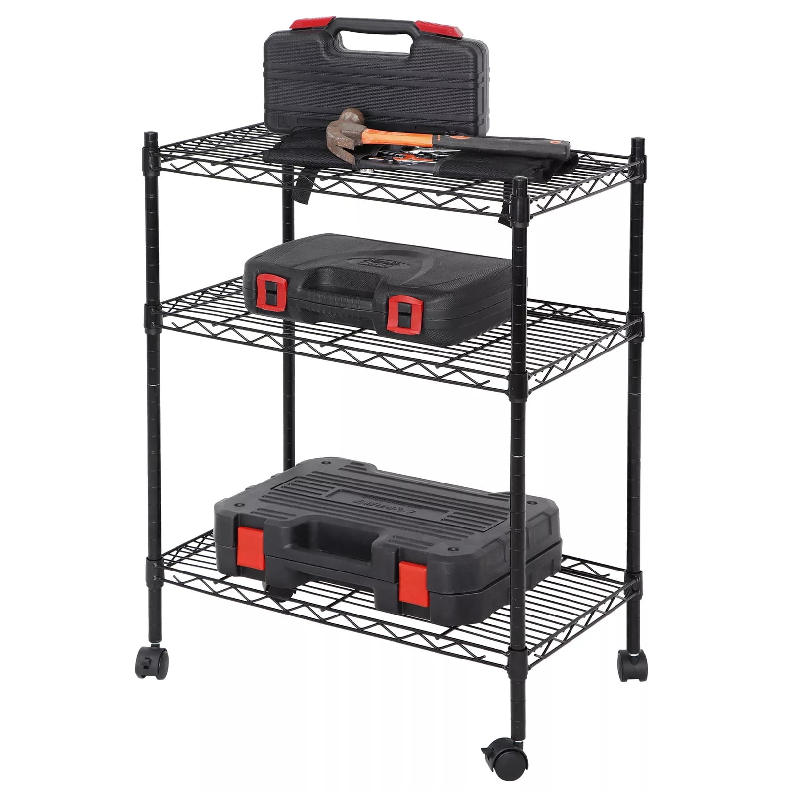 3 Tier Unit Shelving Metal Wire Rack Organizer Adjustable Shelve with 4 ...