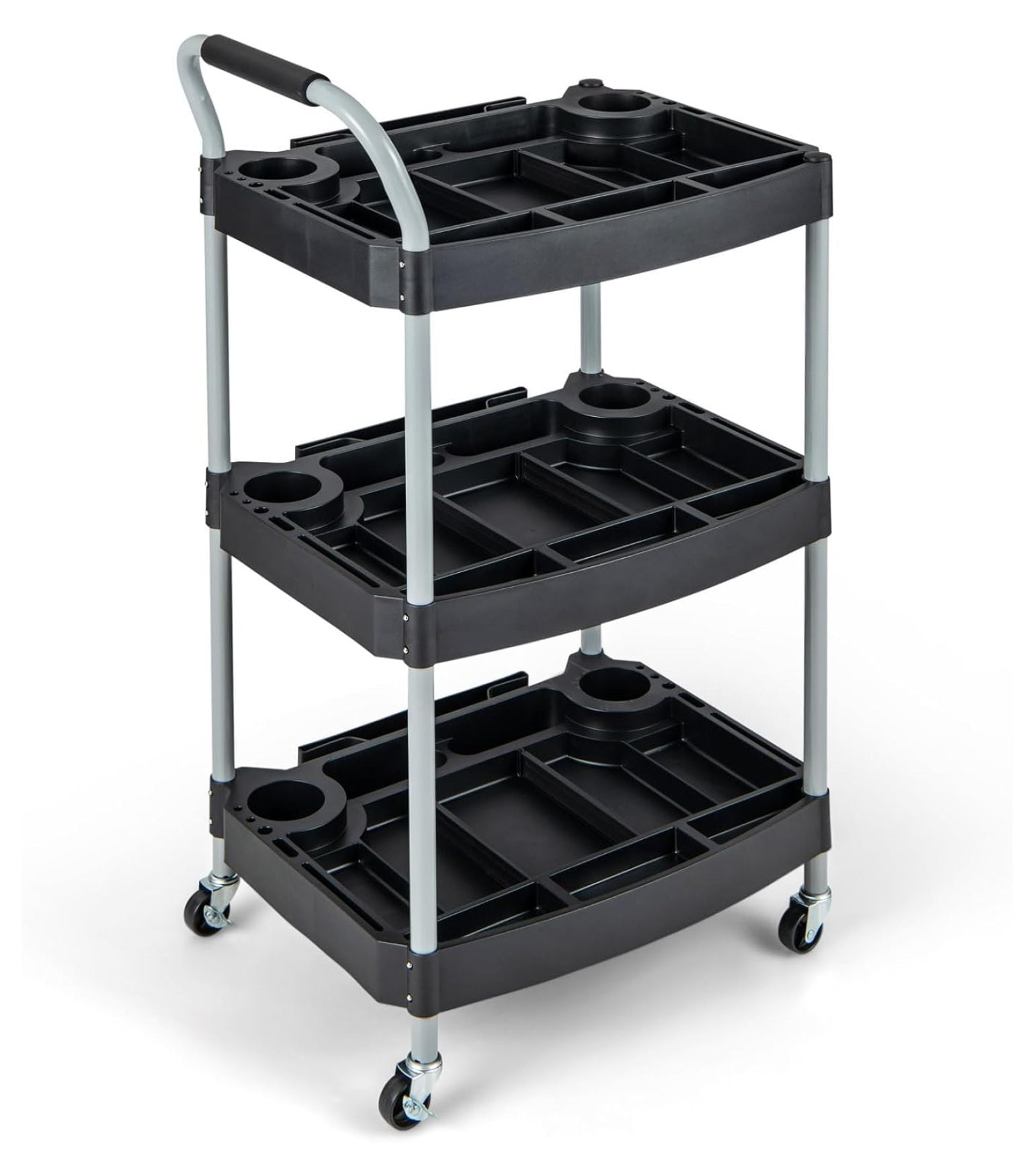 3 Tier Utility Cart, 3 Shelf Rolling Storage Cart with Compartment ...